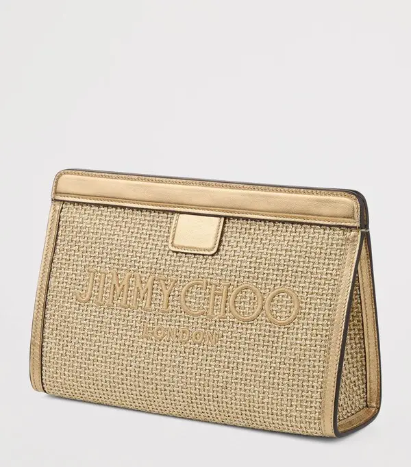 JIMMY CHOO Raffia Avenue Pouch - Gold