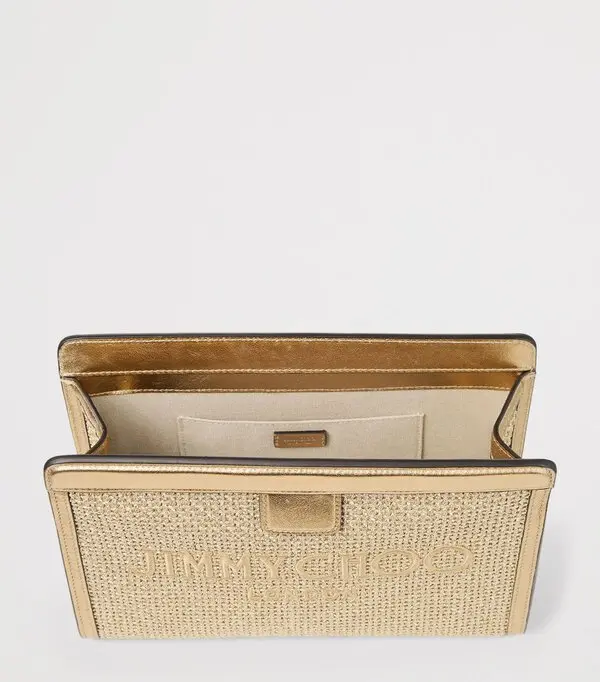 JIMMY CHOO Raffia Avenue Pouch - Gold