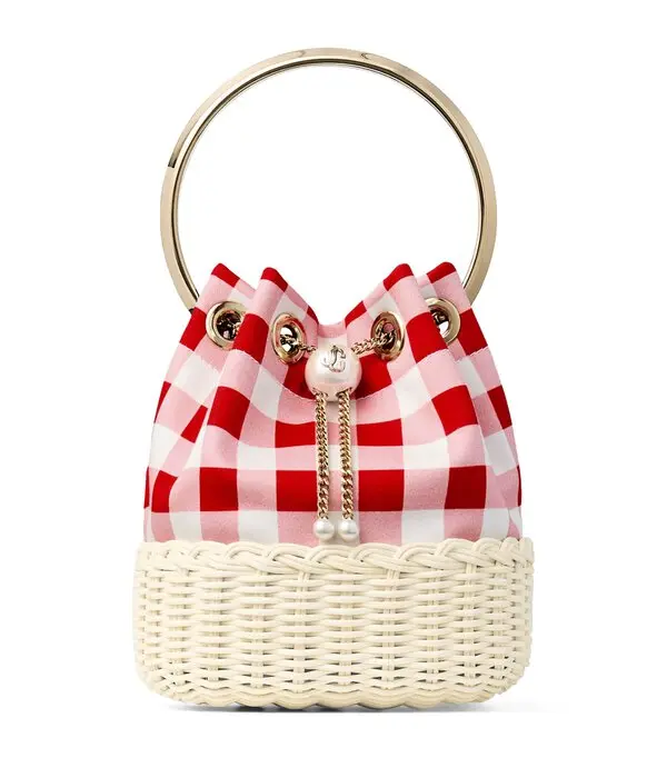 JIMMY CHOO Canvas And Raffia Top-handle Bag