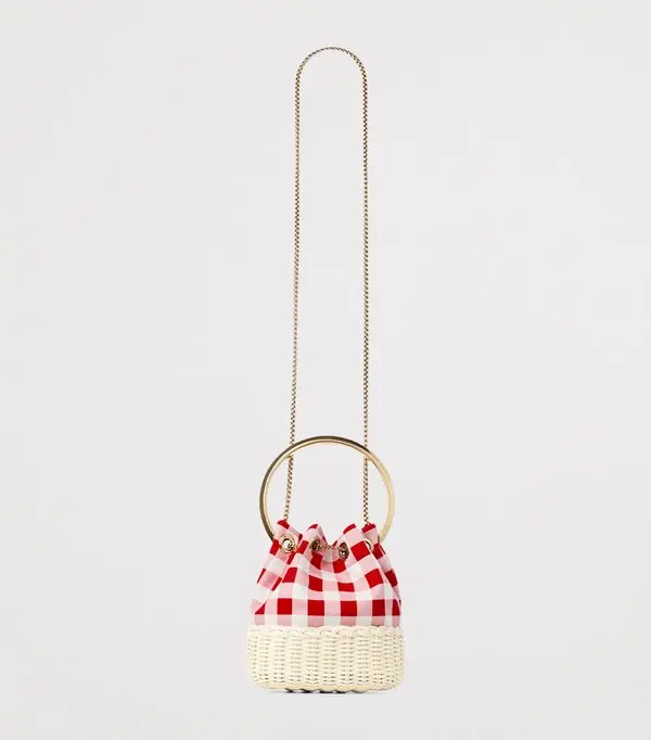 JIMMY CHOO Canvas And Raffia Top-handle Bag