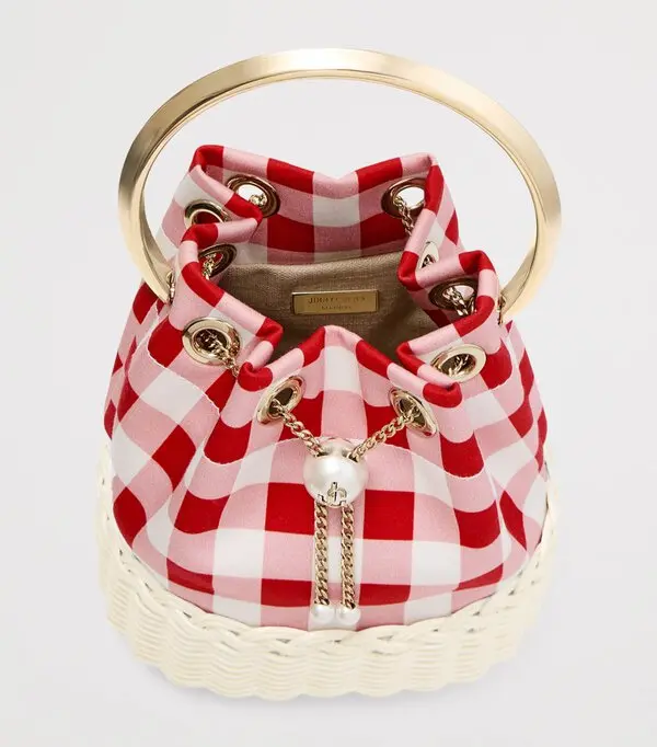 JIMMY CHOO Canvas And Raffia Top-handle Bag