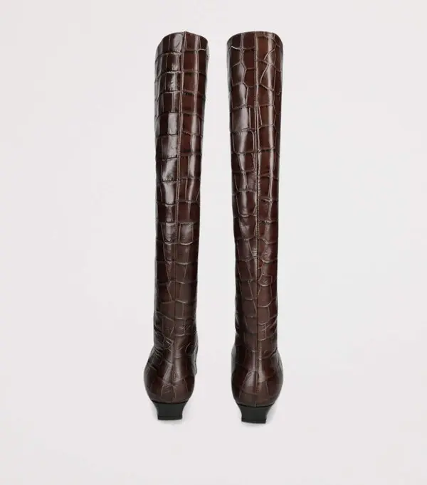 Staud Croc-effect Leather Wally Flat Boots
