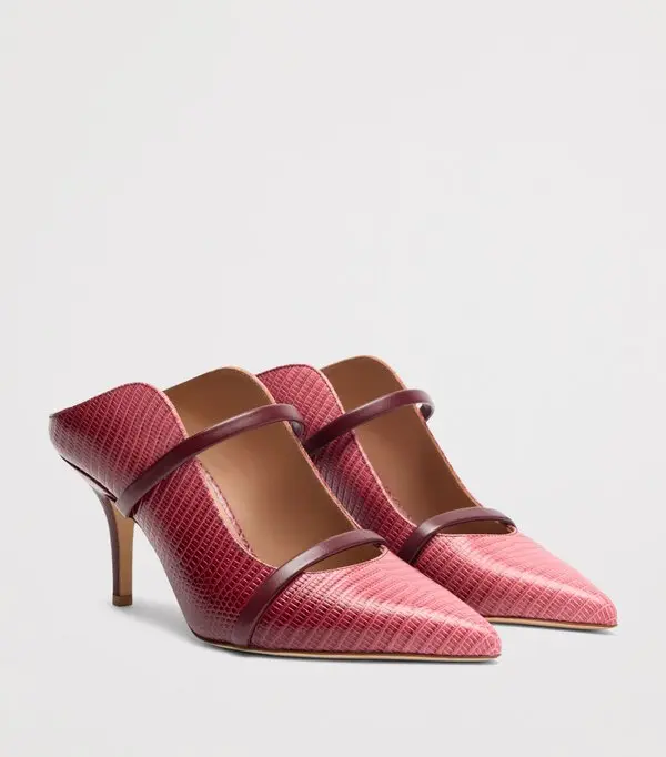 MALONE SOULIERS Embossed Leather Maureen Heeled Mules