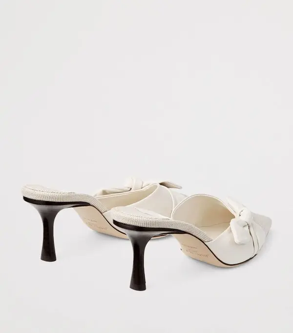 JIMMY CHOO Livi 65 Leather And Canvas Mules - Neutral