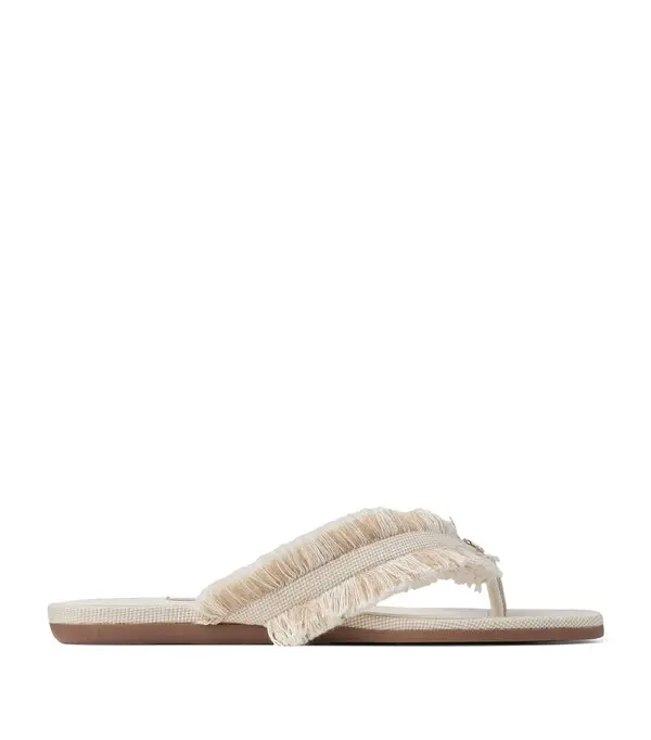 JIMMY CHOO Bay Flat Canvas Flip Flops - Neutral