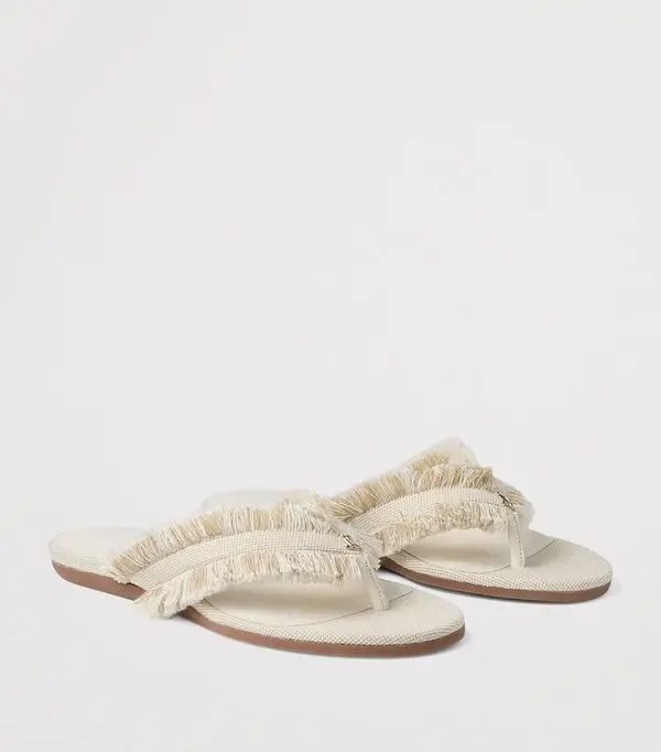 JIMMY CHOO Bay Flat Canvas Flip Flops - Neutral