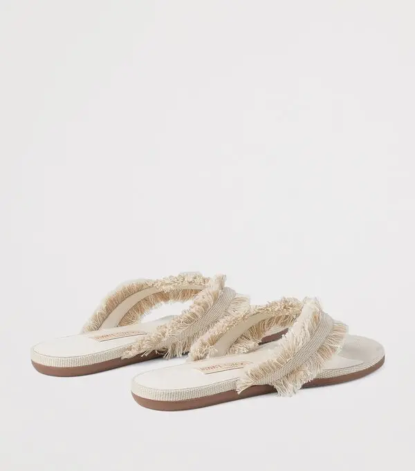JIMMY CHOO Bay Flat Canvas Flip Flops - Neutral