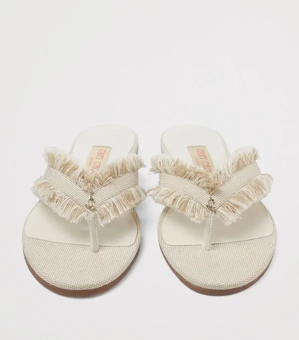 JIMMY CHOO Bay Flat Canvas Flip Flops - Neutral