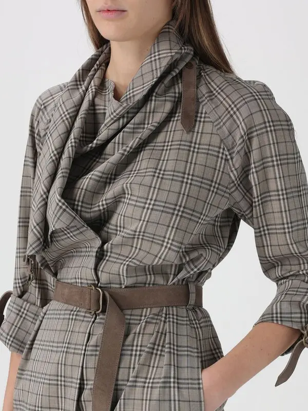 Burberry Plaid Belted Dress - Beige