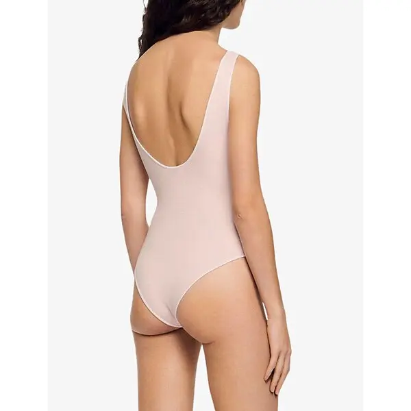 Sandro Logo-embroidered Contrast-trim Bodysuit - Light Pink