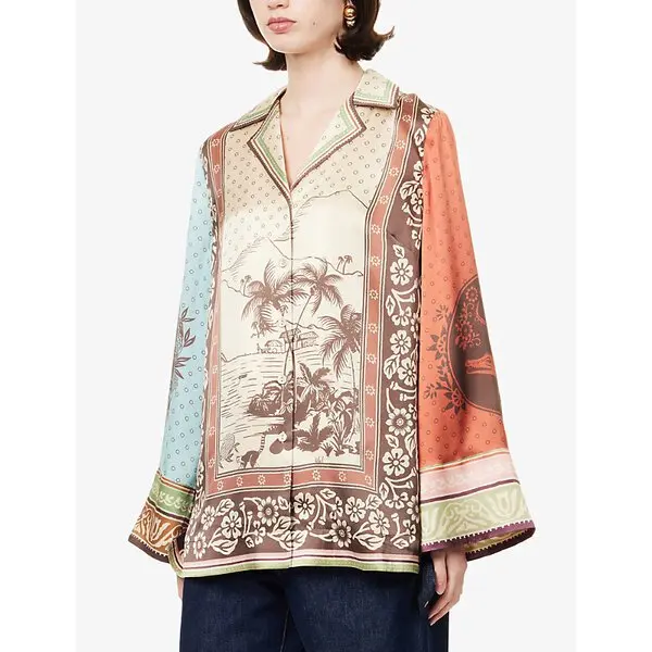 ALEMAIS Alberta Printed Silk Shirt