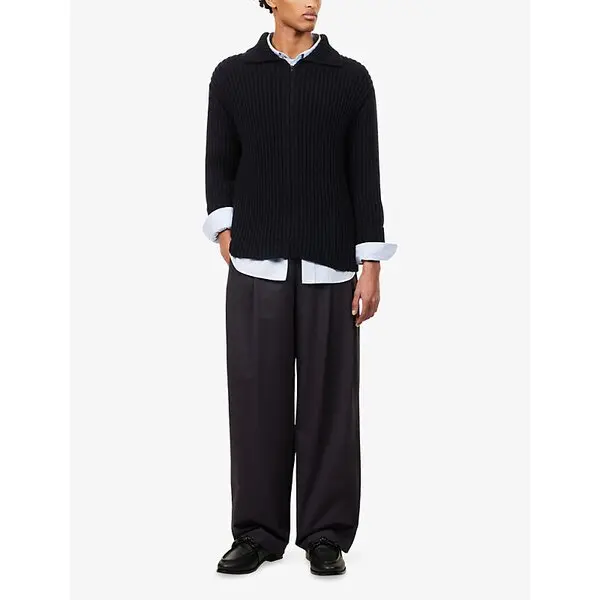 THE ROW Tibor Double-pleat Cotton-blend Trousers - Anthracite