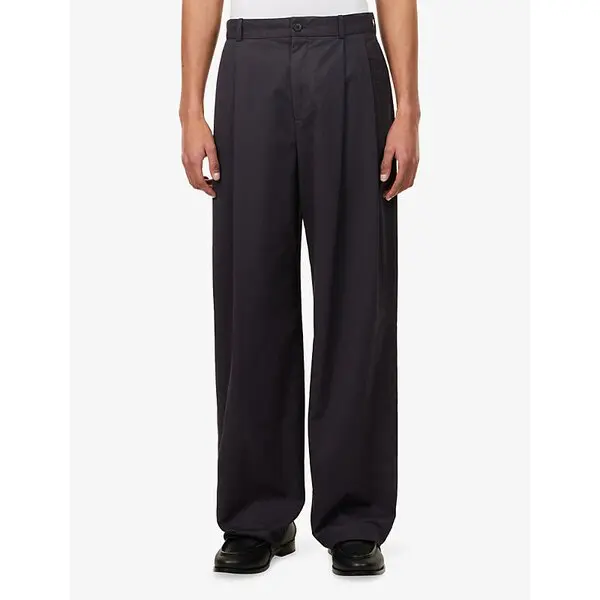 THE ROW Tibor Double-pleat Cotton-blend Trousers - Anthracite