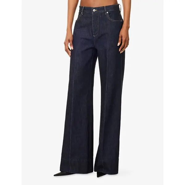 Bottega Veneta Pressed-pleat Wide-leg Denim Jeans