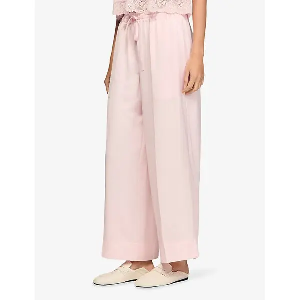 Sandro Wide-leg Drawstring-waist Satin Trousers
