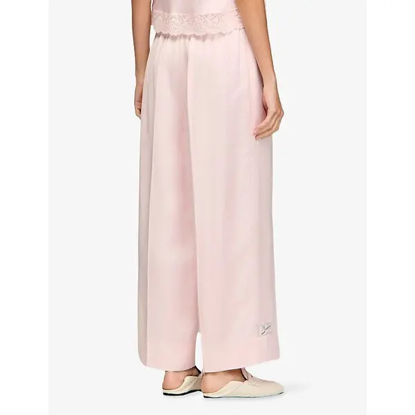 Sandro Wide-leg Drawstring-waist Satin Trousers