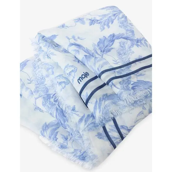 Maje Floral-print Wool-blend Shawl - White/blue
