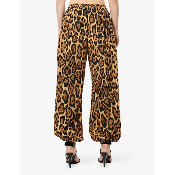 Alaïa Leopard-print Balloon Nylon Trousers - Noir/caramel
