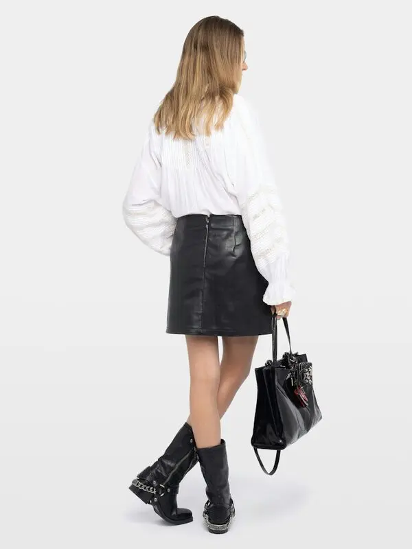 Zadig&Voltaire Jaime Leather Mini Skirt - Black