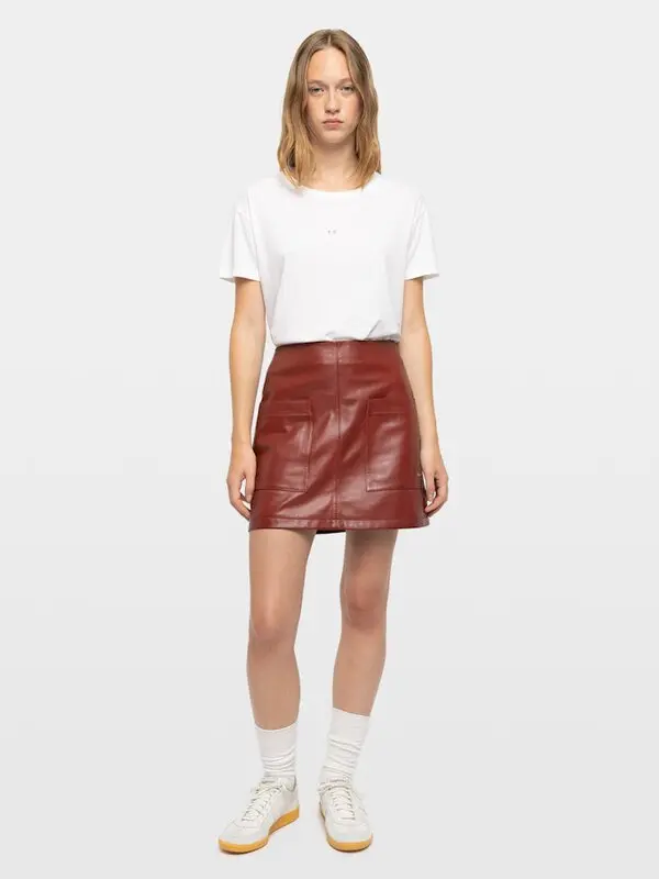 Zadig&Voltaire Jaime Leather Skirt - Cherry