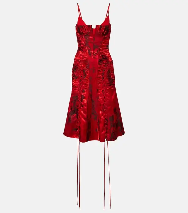 Alexander McQueen Lace-up Ruched Midi Dress