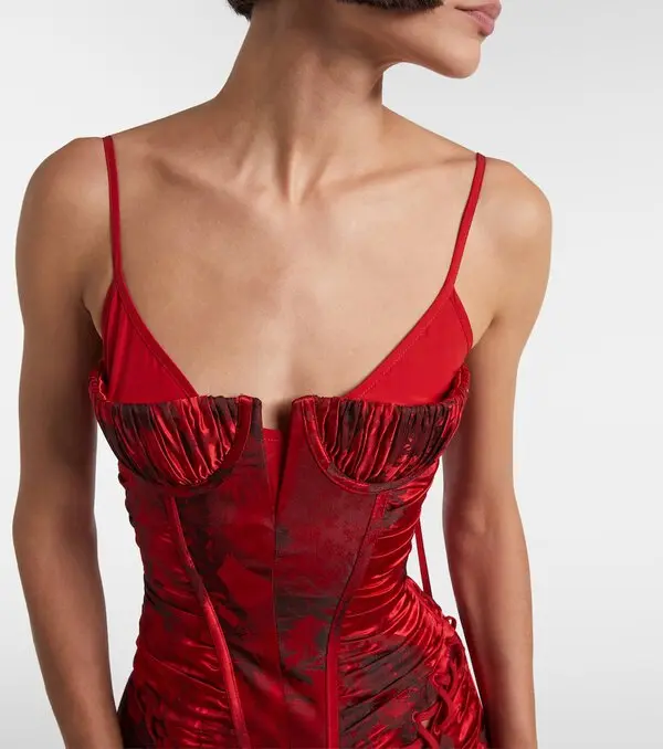 Alexander McQueen Lace-up Ruched Midi Dress