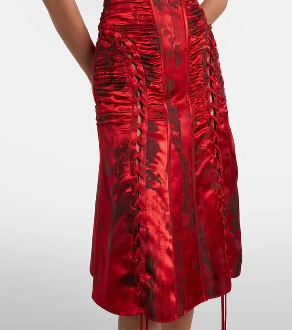 Alexander McQueen Lace-up Ruched Midi Dress