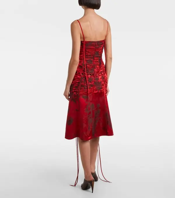 Alexander McQueen Lace-up Ruched Midi Dress