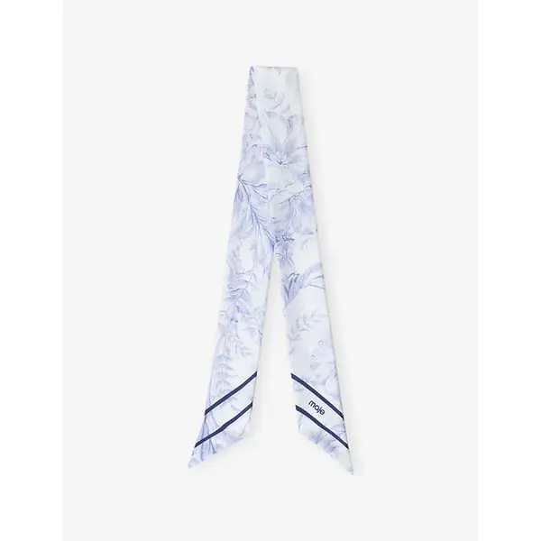 Maje Narrow Floral-print Silk Scarf - White/blue