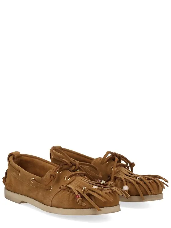 GOLDEN GOOSE Moccasin With Fringe - Brown
