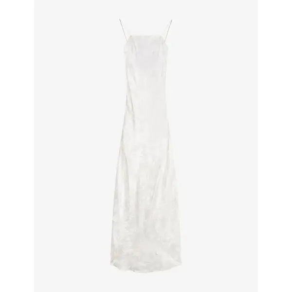 OMNES Mira Square-neck Jacquard Satin Maxi Dress - Ivory