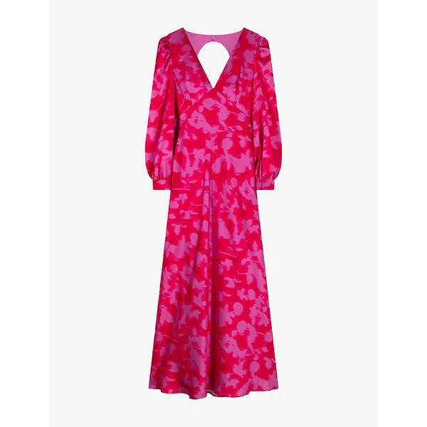 OMNES Francoise V-neck Floral-print Satin Maxi Dress - Magenta Floral