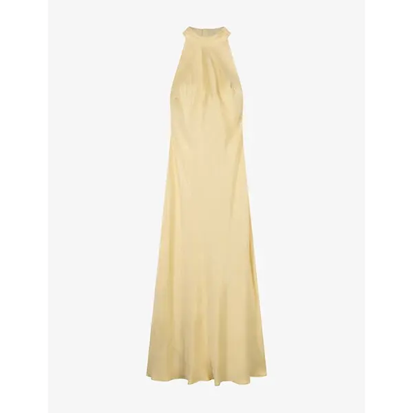 OMNES Milos High-neck Satin Maxi Dress - Butter Yellow
