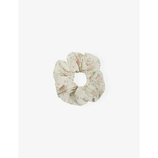 Sandro Floral-print Woven Scrunchie - Pink / Green
