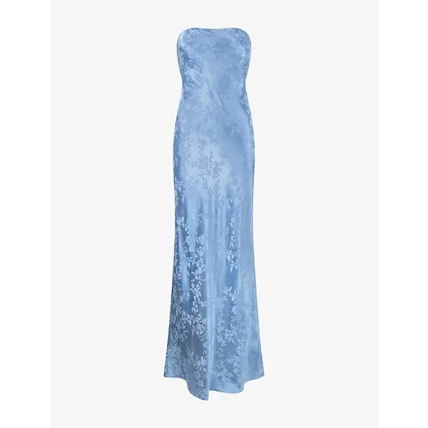 OMNES Amdra Strapless Jacquard Satin Maxi Dress - Powder Blue