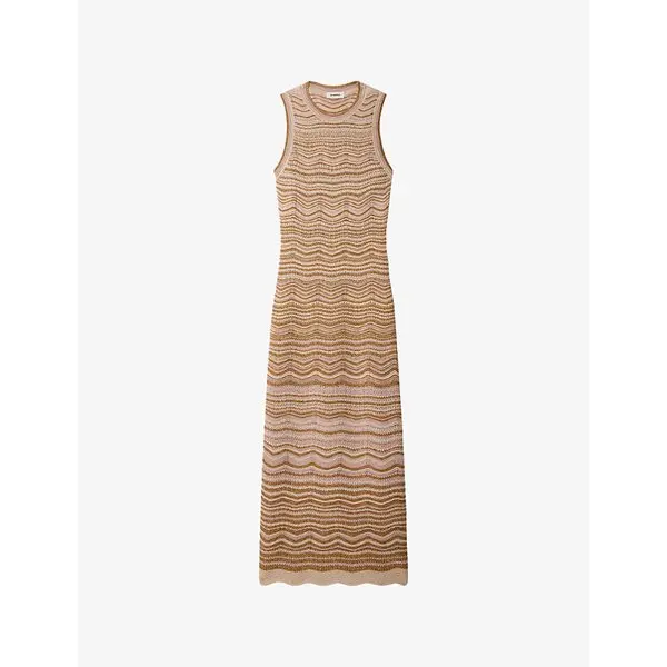 Sandro Sleeveless Slim-fit Knitted Midi Dress - Brown