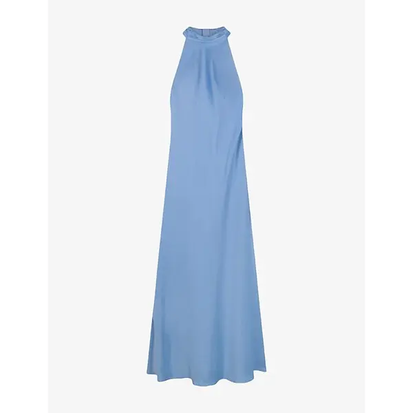 OMNES Milos High-neck Satin Maxi Dress - Powder Blue