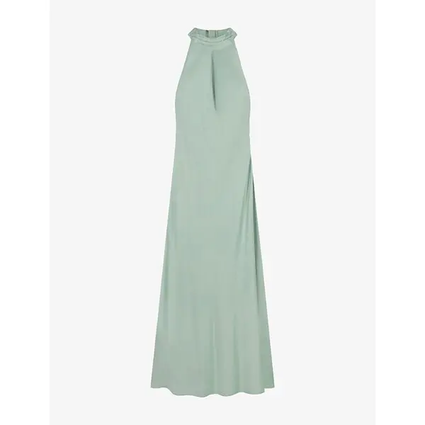 OMNES Milos High-neck Satin Maxi Dress - Sage