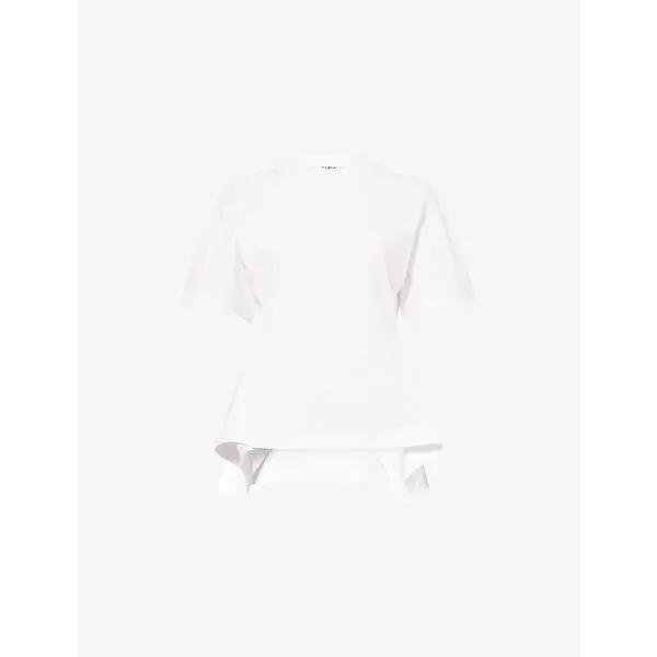 Alaïa Flared Panelled Cotton T-shirt - Blanc