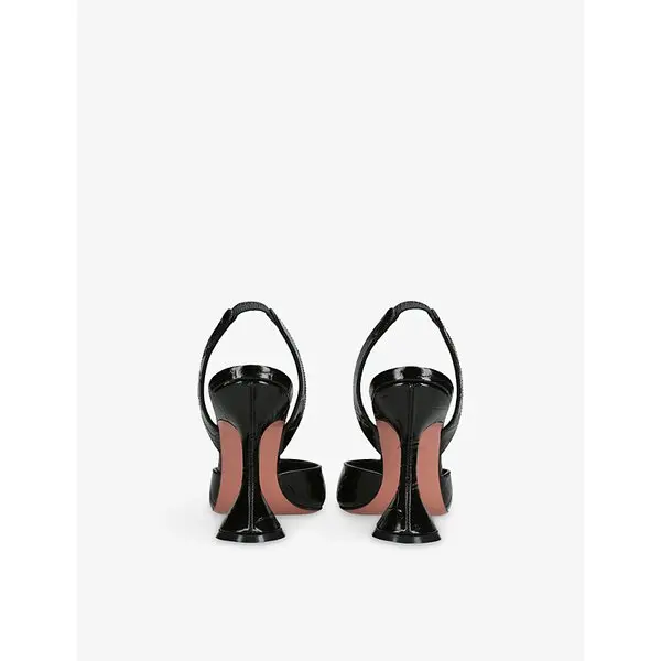 Amina Muaddi Holli 95 Leather Slingback Courts - Black
