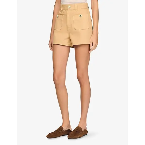 Sandro Side-pocket Denim Shorts - Beige