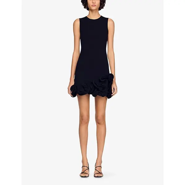 Sandro Flower-embellished Sleeveless Mini Dress