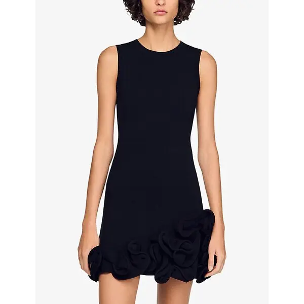 Sandro Flower-embellished Sleeveless Mini Dress