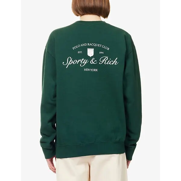 SPORTY & RICH Logo-print Cotton Crewneck Sweatshirt