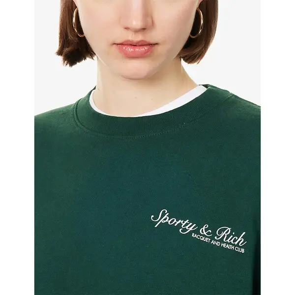 SPORTY & RICH Logo-print Cotton Crewneck Sweatshirt