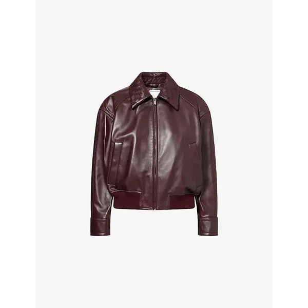 Bottega Veneta Intrecciato-collar Leather Bomber Jacket - Jam