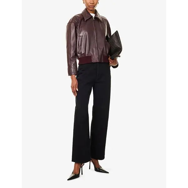 Bottega Veneta Intrecciato-collar Leather Bomber Jacket - Jam