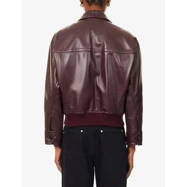Bottega Veneta Intrecciato-collar Leather Bomber Jacket - Jam