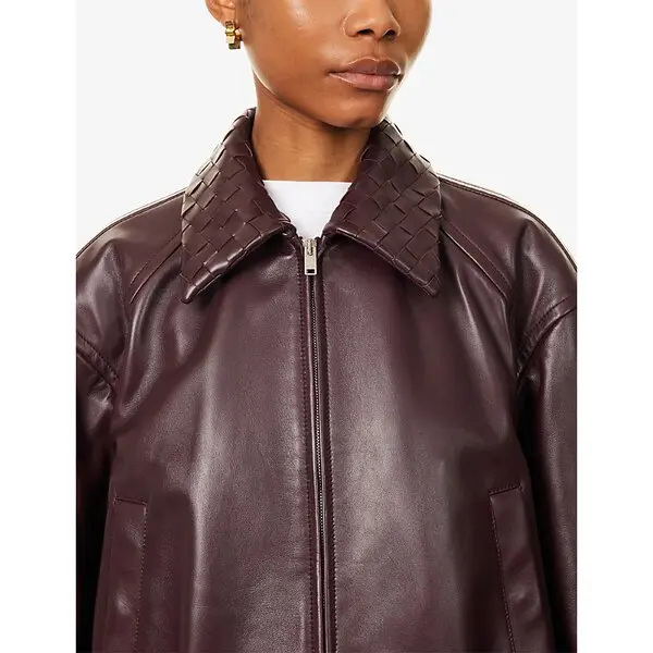 Bottega Veneta Intrecciato-collar Leather Bomber Jacket - Jam