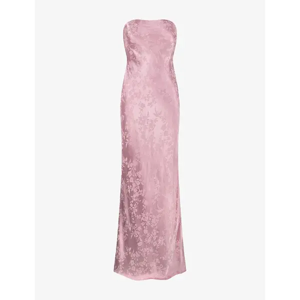 OMNES Amdra Strapless Jacquard Satin Maxi Dress - Dusty Pink